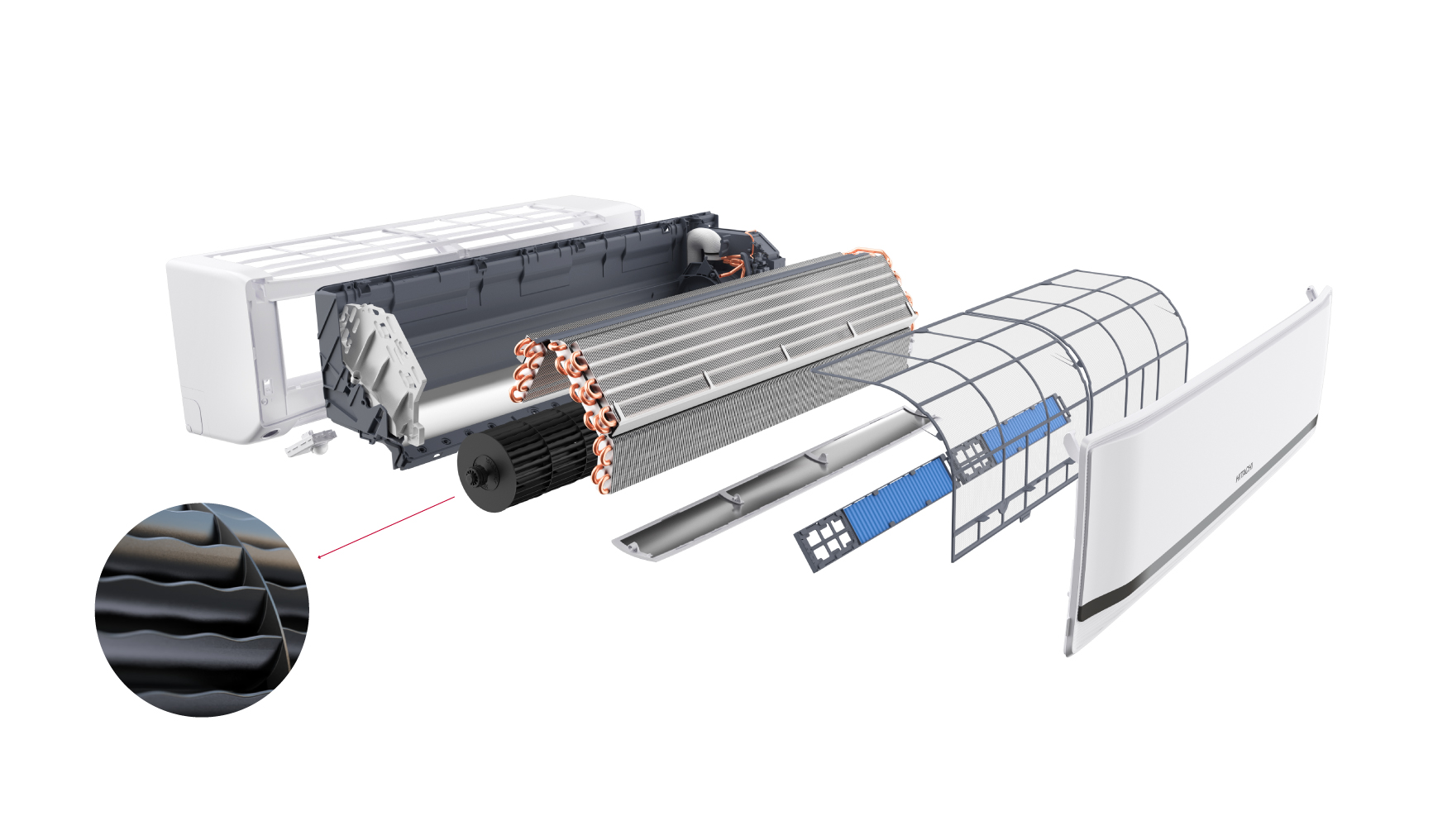 Super-silent wavy fan blades | Hitachi Air Conditioning | hitachiaircon.com