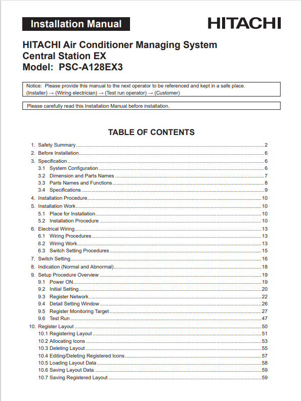 Manuals for Hitachi English | Installation & Technical Catalogs
